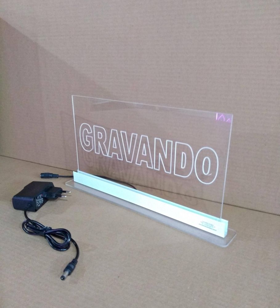 DUDALUZ - Sinalização de Emergência - PLACA GRAVANDO de MESA | LED ROSA ...