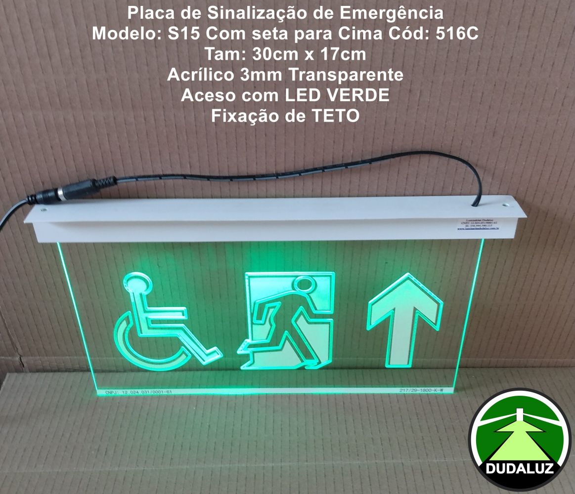 DUDALUZ - Sinalização de Emergência - Placa MOD:S15C | Saída Cadeirante ...